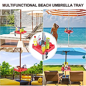 Keten 16" Beach Umbrella Table Tray with 4 Cup Holders, 4 Snack Compartments, 4 Sunglasses Holes, 4 Phone Slots, Umbrella Table for Beach, Patio, Garden, Swimming Pool
