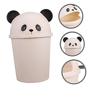 Zerodeko 10l Cute Panda Trash Can: Plastic Garbage Bins Toilet Paper Bucket Garbage Can Rubbish Pail Waste Basket for Dorm Office Kitchen Bathroom