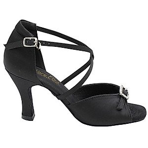 Very Fine Womens Dance Shoe CLC1636 Latin Salsa Ballroom Waltz Black Satin 3-inch Heel M 6.5