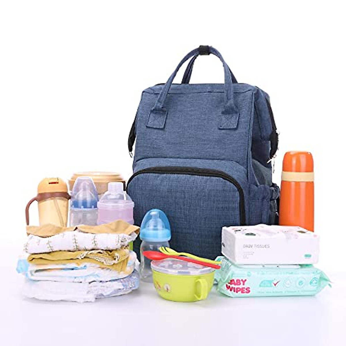 Diaper Bag Backpack, Japhet Multi-Function Waterproof Baby Bag for Boys Girls, Multifunctional Travel Diaper Backpack for Moms Dads, Large Capacity, Durable, Blue