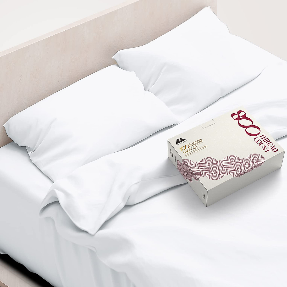 Mayfair Linen 100% Egyptian Cotton Sheets Queen Size - 800 High Thread Count Sheets Queen, 4 PC White Luxury Hotel Bedsheet for Queen Size Bed, 16" Deep Pocket Sateen Soft Cooling Bedding Sets