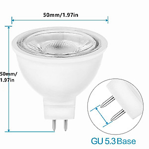 MR16 LED Light Bulbs G5.3 Base 5W Light Bulbs 6000K Spotlight, Non-Dimmable,110V, 5W LED Replacement for 50W Halogen Bulbs for Track Recessed Down Lighting, Pack of 6