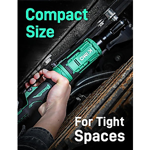 KIMO 20V Cordless Ratchet Wrench 1/2" Set, 74 Ft-lbs 400 RPM Electric Ratchet Wrench, Battery Powered Ratchet with 7 Sockets, 3" Extension Bar, 3/8" Adapter, 2-Pack Lithium-Ion Batteries, Fast Charger