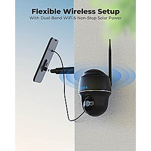 REOLINK 2K Security Camera System Wireless Outdoor, Pan Tilt Battery Solar Cam with 2.4/5GHz Dual-Band WiFi, Smart Detection, Time Lapse, 2-Way Talk, No Hub Needed, Argus PT with Solar Panel (Black)