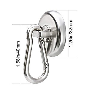 DIYMAG Magnetic Hooks,100LBS Strong Heavy Duty Neodymium Magnet Hooks with Swivel Carabiner Hook,Great for Your Refrigerator and Other Magnetic Surfaces,Pack of 7