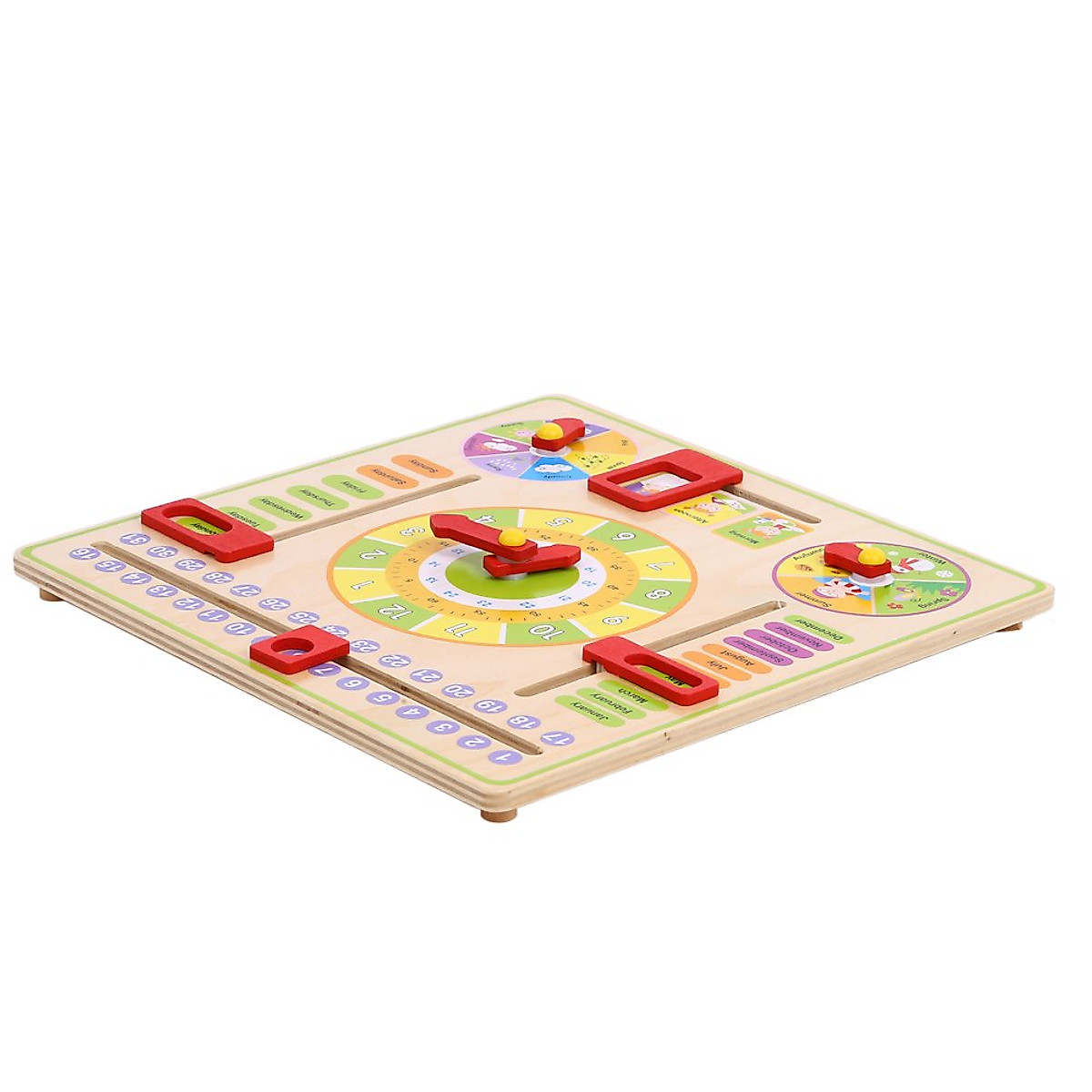 Children Wood Multifunction Cognitive Calendar Clock Early Education Toys Calendar Months Date Weather Week Season Learning Teaching Toy