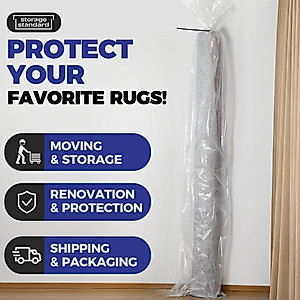 Heavy Duty Rug Storage Bag - Reusable Rug Shipping Bag, Waterproof Plastic Rug Cover - Fits Rolled Carpet Up to 9 x 12 Feet, 4 Mil Thick Tear Proof Plastic Storage Bag - 1 Clear Bag, 130 x 26 Inches