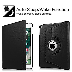 Fintie Rotating Case for iPad 6th / 5th Generation (2018 2017 Model, 9.7 inch), iPad Air 2 / iPad Air 1-360 Degree Rotating Protective Stand Cover Auto Sleep Wake, Black