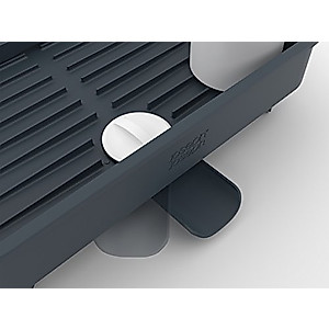 Joseph Joseph 85040 Extend Expandable Dish Drying Rack and Drainboard Set Foldaway Integrated Spout Drainer Removable Steel Rack and Cutlery Holder, Gray