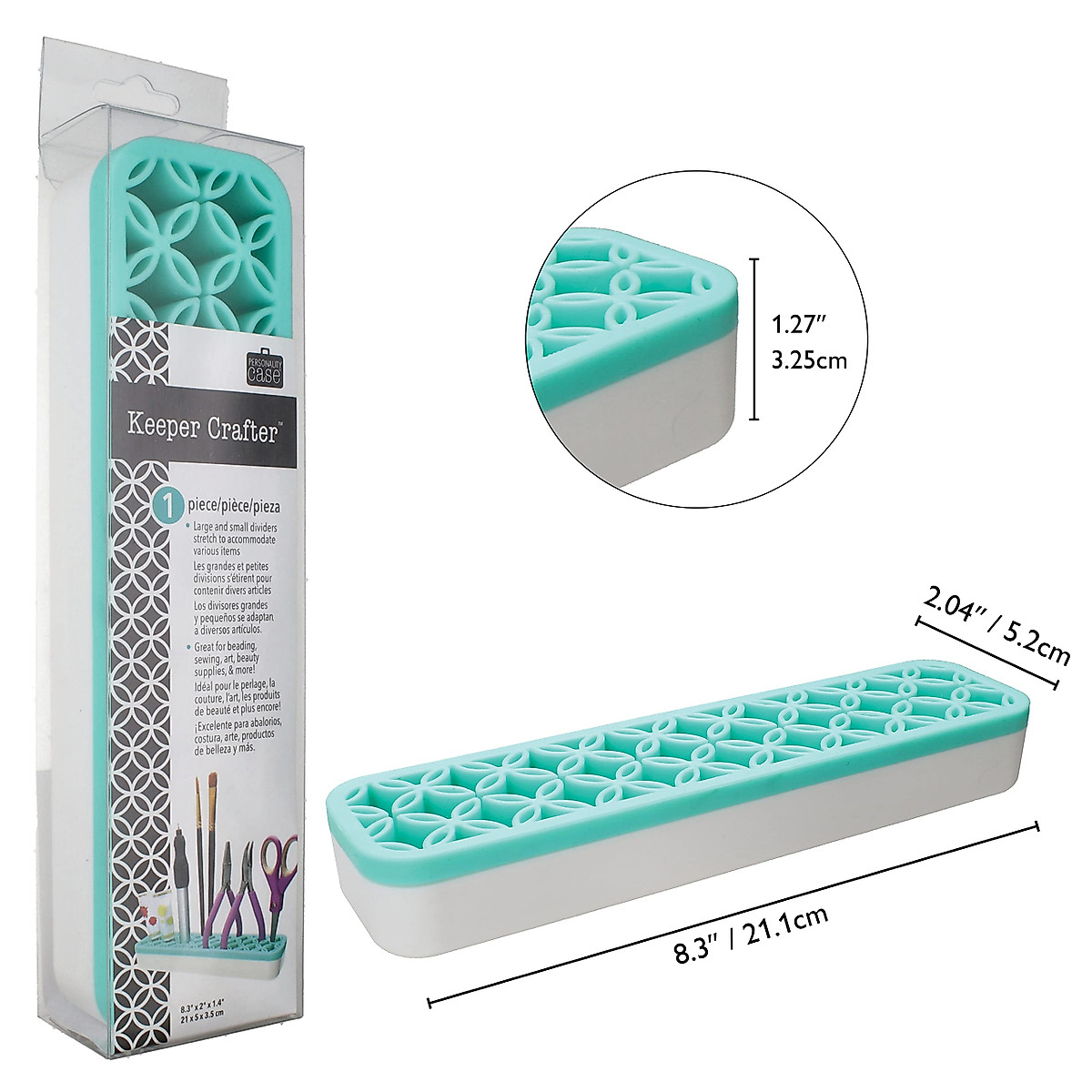 The Beadsmith Keeper Crafter Silicone Holder – Flexible Dividers Accommodate Makeup & Beauty Supplies, Sewing, Art & Paint Brushes, Jewelry Making Tools, Desk/Office Storage