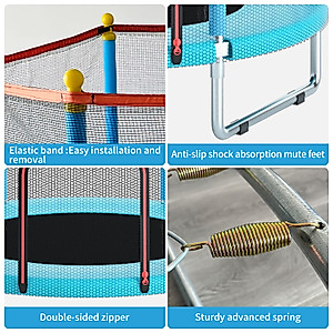 Trampoline for Kids, Telawah Adjustable Toddler Trampoline, Indoor/Outdoor Mini Baby Trampoline with Enclosure Net, No-Gap Safe Design, Trampoline Jumping Mat Gifts for Children