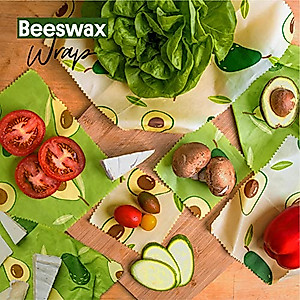 Beeswax Wrap 8 Pack, Reusable Beeswax Food Wraps, Organic Sustainable Food Storage, Cheese Sandwich Paper