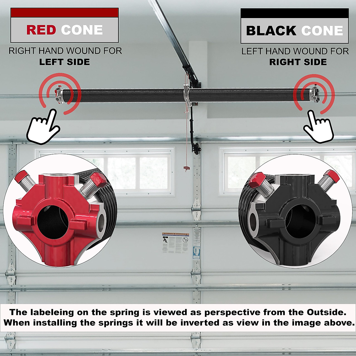 Blesseras Garage Door Torsion Springs with Non-Slip Winding Bars, Oil-Free Electrophoretic Coated Coil 2-Inch Diameter Spring Set, 1 Pair, 207 X 2'' X 23''