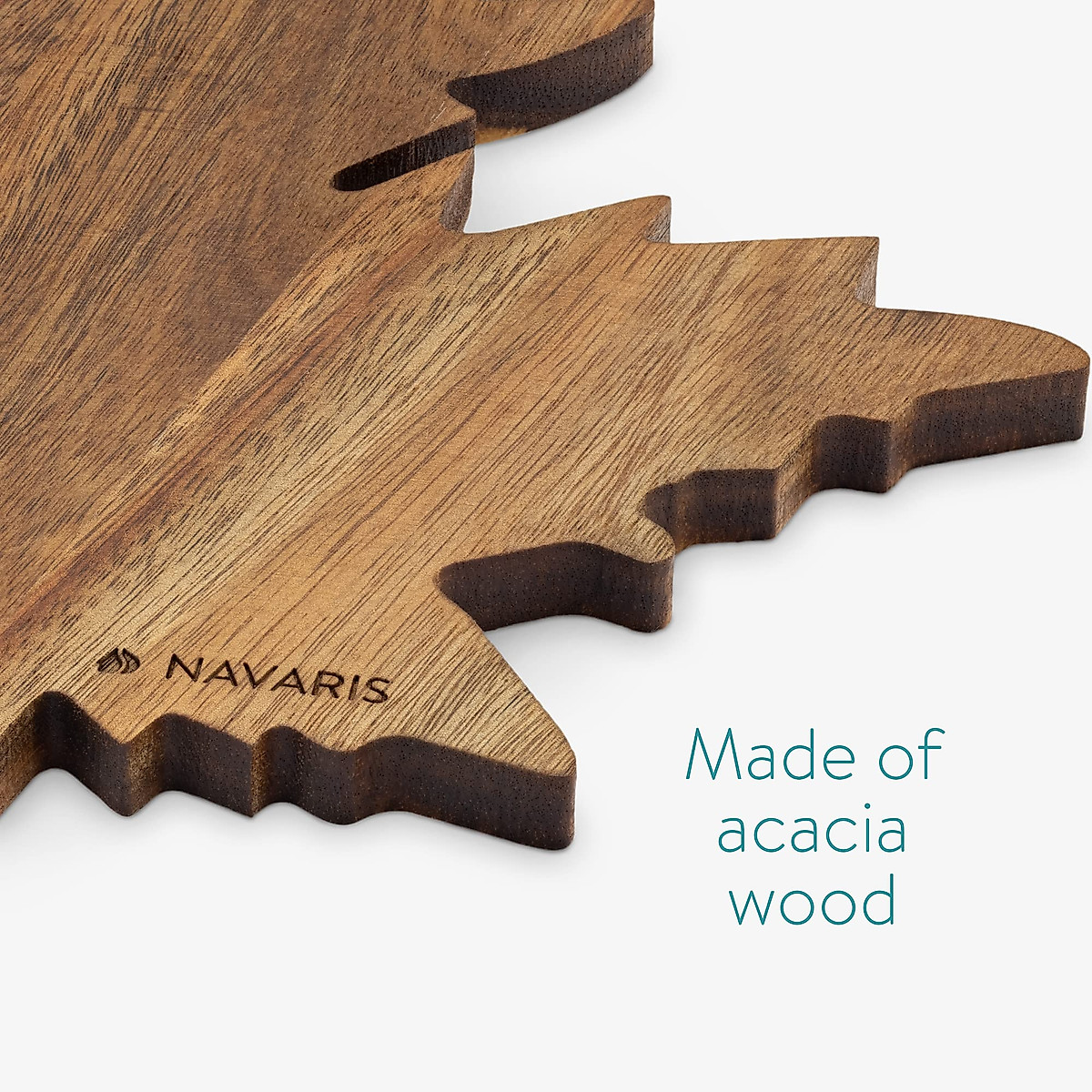 Navaris Maple Leaf Serving Boards (Set of 2) - Wood Cutting Board Set for Cheese, Food, Entertaining - 12" Small Charcuterie Board Made of Acacia Wood