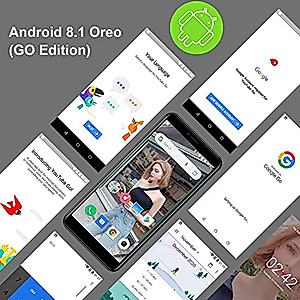 KXD 6A Unlocked Cell Phone | 3G Smartphone | 5.5” Full-Screen Display | 2500mAh Battery | 8MP + 5MP Camera | Dual SIM Android Phone | 8GB ROM | US Version | Black