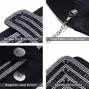 Yokawe Women's Clutch Purse Sparkly Rhinestone Evening Bag Bridal Wedding Prom Party Handbag (Black)