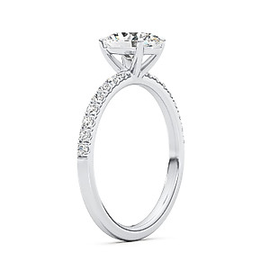 GLAM AND GEMS 1/4 Carat Lab Grown Diamond and 2 1/3 Carat Oval Cut Moissanite Engagement Ring for Women in 14k White Gold (G-H, VS, cttw) Anniversary Promise Ring Size 6