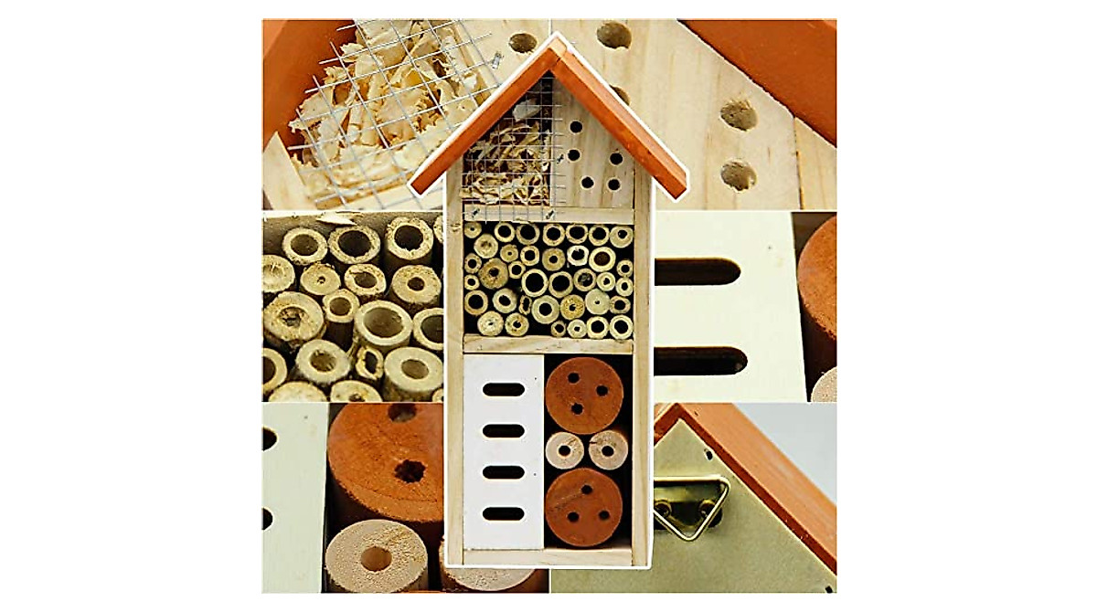 Lulu Home Wooden Insect House, Hanging Insect Hotel for Bee, Butterfly ...