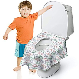 Cadily On-The-Go Disposable Toilet Seat Covers for Kids & Adults: 20 X-Large, Waterproof, Portable, Individually Wrapped Toilet Seat Cover That Completely Covers Any Toilet Planes-Trains-Cars