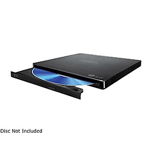 LG Electronics BP60NB10 Ultra Slim Portable Hybrid Drive UHD 4K/Blu-ray/DVD+/-RW Drive, USB 3.0 Compatible, PC Windows, Linux, Mac OS, with M-DISC support, Noise Reduction, Black
