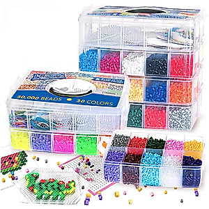 30,000 pcs Fuse Beads Kit 30 Colors 5MM for Kids, Including 10 Ironing Papers,48 Patterns, 7 Clear Pegboards, Tweezers, Perler Beads Compatible Kit