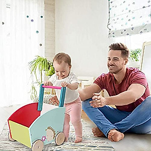 labebe - Baby Walker for Girl&Goy, 4 Wheels Walker Toy, Push/Pull Wagon Cart for Kid, Baby Learning Walker, Toddler Push Toy for 1-3 Years Old, Outdoor Activity Walker Infant, Wooden Child Wagon Green