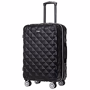 Kenneth Cole Reaction Diamond Tower Collection Lightweight Hardside Expandable 8-Wheel Spinner Travel Luggage, Black, 24-Inch Checked
