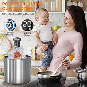 Upesitom Sous Vide Machine, 1100W Upgraded WIFI Sous Vide Cooker Ultra-quiet Working Cooker Immersion Circulator with Recipes(App Included), Accurate Temperature, Digital Timer, IPX7 Waterproof
