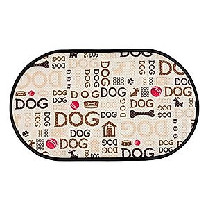 S&T INC. Microfiber Pet Bowl Feeding Mat, Anti-Skid and Absorbent, 12.5 Inch x 21 Inch, Typography
