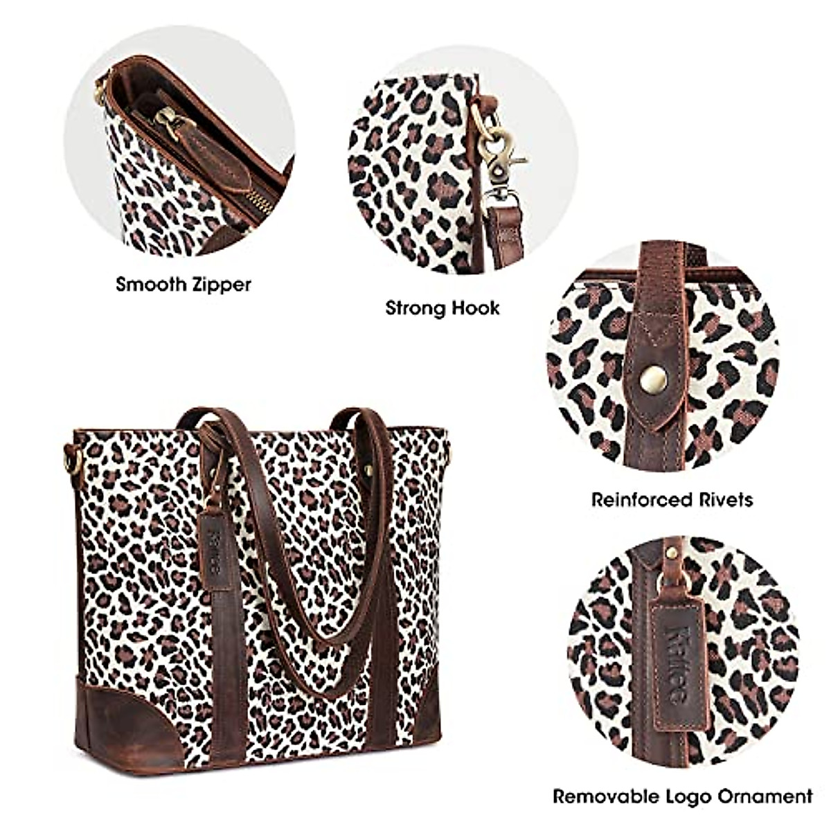 Kattee Women Genuine Leather Tote Bags Purses and Handbags Shoulder Vintage Crossbody Work (Dark Brown)