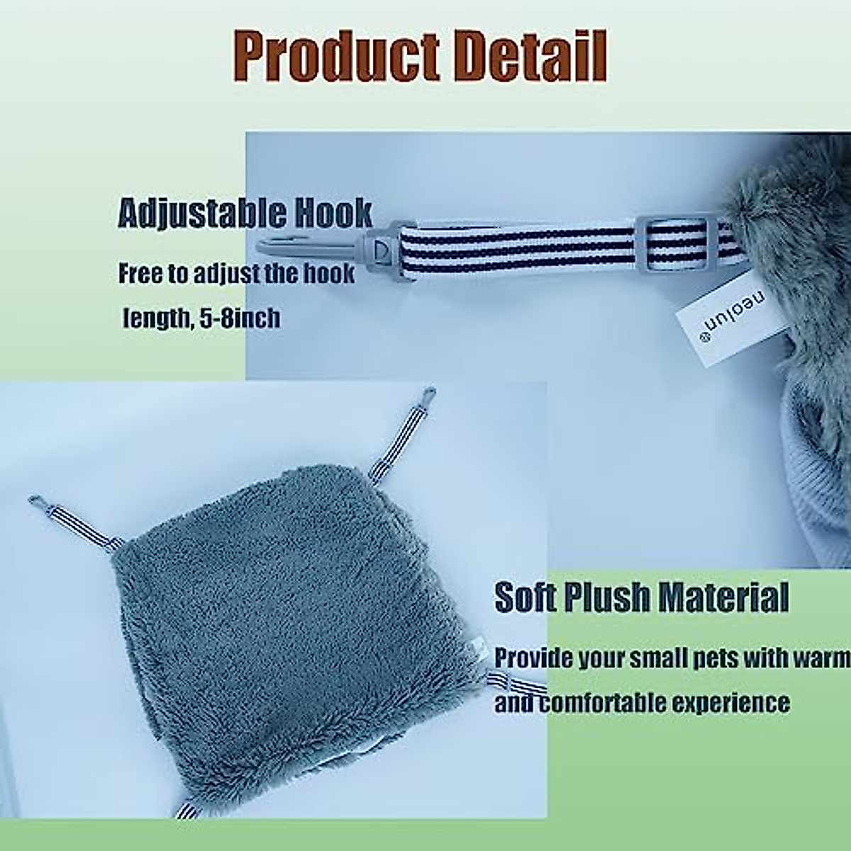 neolun Rat Ferret Cage Hammock Bedding Small Pet Cage Accessories Toy Double-Layer Hammock Bedding for Hamster Guinea Pig Rat Ferret Chinchilla Playing Sleeping(Grey)