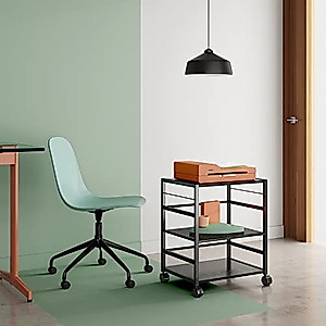 DEVAISE Mobile 3-Shelf Printer Stand with Adjustable Shelves, Modern Printer Cart with Large Storage Space, Printer Stand for Home Office, Black