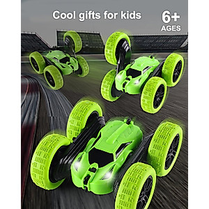 VETIFINAL Remote Control Car, RC Cars 2.4GHz Fast Stunt RC Car, 4WD 360° Rotating RC Trucks with Headlights, Off Road RC Crawler Xmas Toy Cars for Kids Boys Girls Birthday Gift Red