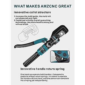 Hand Operated Hydraulic Crimping Tool Range 12 AWG-2/0 AWG for Cable Lugs Hydraulic Crimping Crimper Wire Terminal Lug Tool with 9 Pairs of Dies