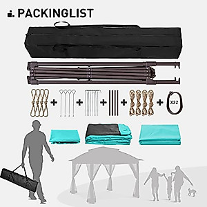 Joyside 11'x11' Pop Up Gazebo for Patios Gazebo Canopy Tent with Sidewalls Outdoor Gazebo with Mosquito Netting Pop Up Canopy Shelter Wedding Tent with Aqua Shade(Aqua Blue)