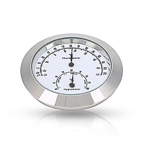 Dilwe Guitar Round Thermometer Hygrometer, Humidity Temperature Meter for Violin Guitar Case Instrument Care(Silver)