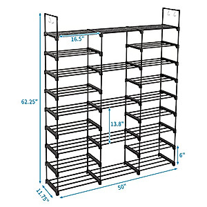 9 Tiers Shoe Rack Storage Organizer Shoe Shelf Organizer for Entryway Holds 50-55 Pairs Shoe, Stackable Shoe Cabinet Shoe Rack