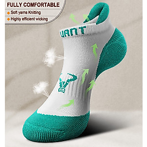 BULLIANT Socks For Women 6Pairs-Womens Athletic Ankle Socks No Show Cushioned for Walking Running-Compression Arch Support(6Pairs,Shoes Size:Women 6-8)