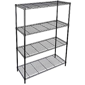 SUPER DEAL Black 4-Shelf Heavy Duty Storage Wire Shelving Unit for Restaurant Garage Pantry Kitchen Garage Rack (36L x 14W x 54H)