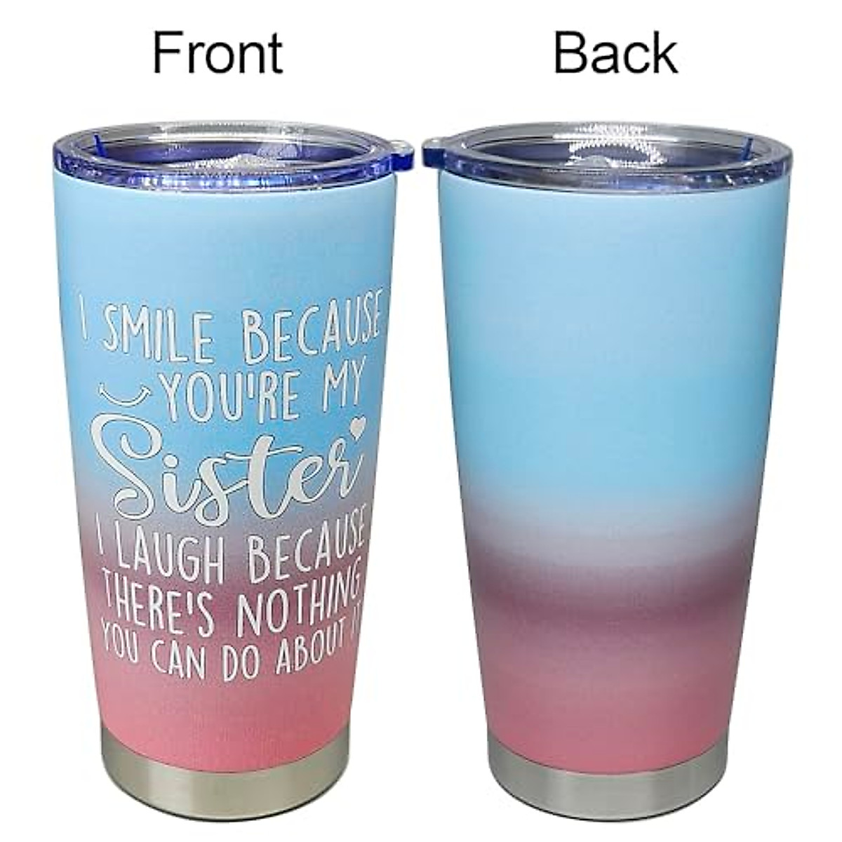 CTIGERS Funny Sister Tumbler with Lid and Straw Insulated Travel Mug Gifts for Sister from Sbling, Birthday,Christmas,Thank Giving Day,Wedding Gifts for Sister 20 oz BLACK