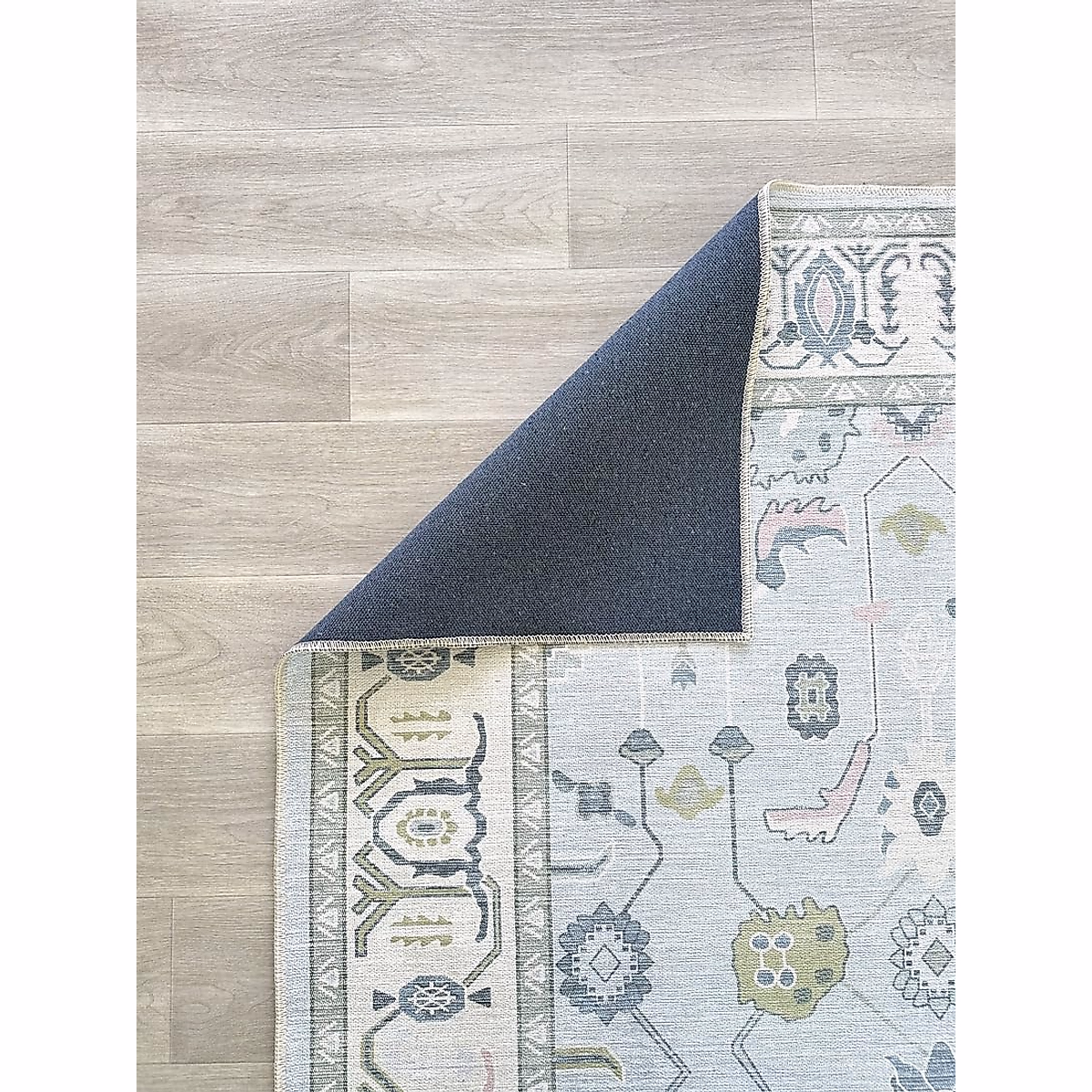 Cream Blue Oushak Rug, Modern Rugs, Vintage, Turkish, Eclectic, Floral, Pastel, Washable, Small Throw, Accent Area Rug for Living Room, Bedroom, Kitchen, Bathroom, 2'5"x4'9