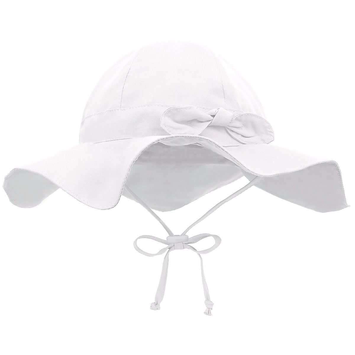 Baby Girl White Infant SPF Toddler Sun Hat with UPF 50+ Adjustable Baby Sunhat, 0-12 Months