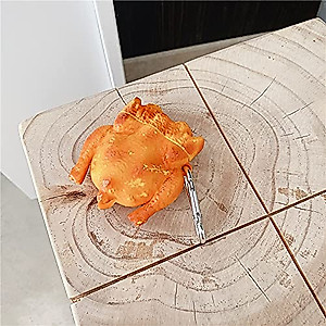 Soft Silicone Roast Chicken Case for Apple AirPods 1 2 1st 2nd Generation with Keychain Hook 3D Cartoon Food Shaped Cute Lovely Fun Funny Unique Creative Cool Kids Girls Women Men Guys Boys