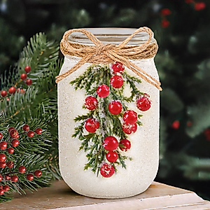 Christmas Decorations - Christmas Decor- 18 Oz Winter Mason Jar Candle - Unique Christmas Gifts for Women Her Adults Teachers Mom - Rustic Farmhouse Xmas Decoration for New Home Room Indoor Tables