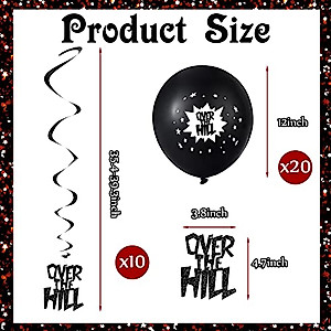 10 Pieces Over The Hill Party Supplies Hanging Swirls 20 Pieces Hill Printed Latex Balloons Round Party Decorations Black Over The Hill Decorations Over The Hill 50th Birthday Decorations for Party