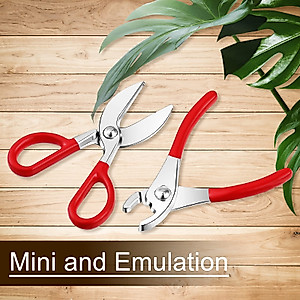 19 Pieces 1:12 Miniature Dollhouse Tools Metal Doll House Tool Miniature Doll Repair Tool with 2 Pieces Red Tin Boxes Dollhouse Accessories Girls Pretend Play Toy for Dollhouse Decoration DIY Crafts