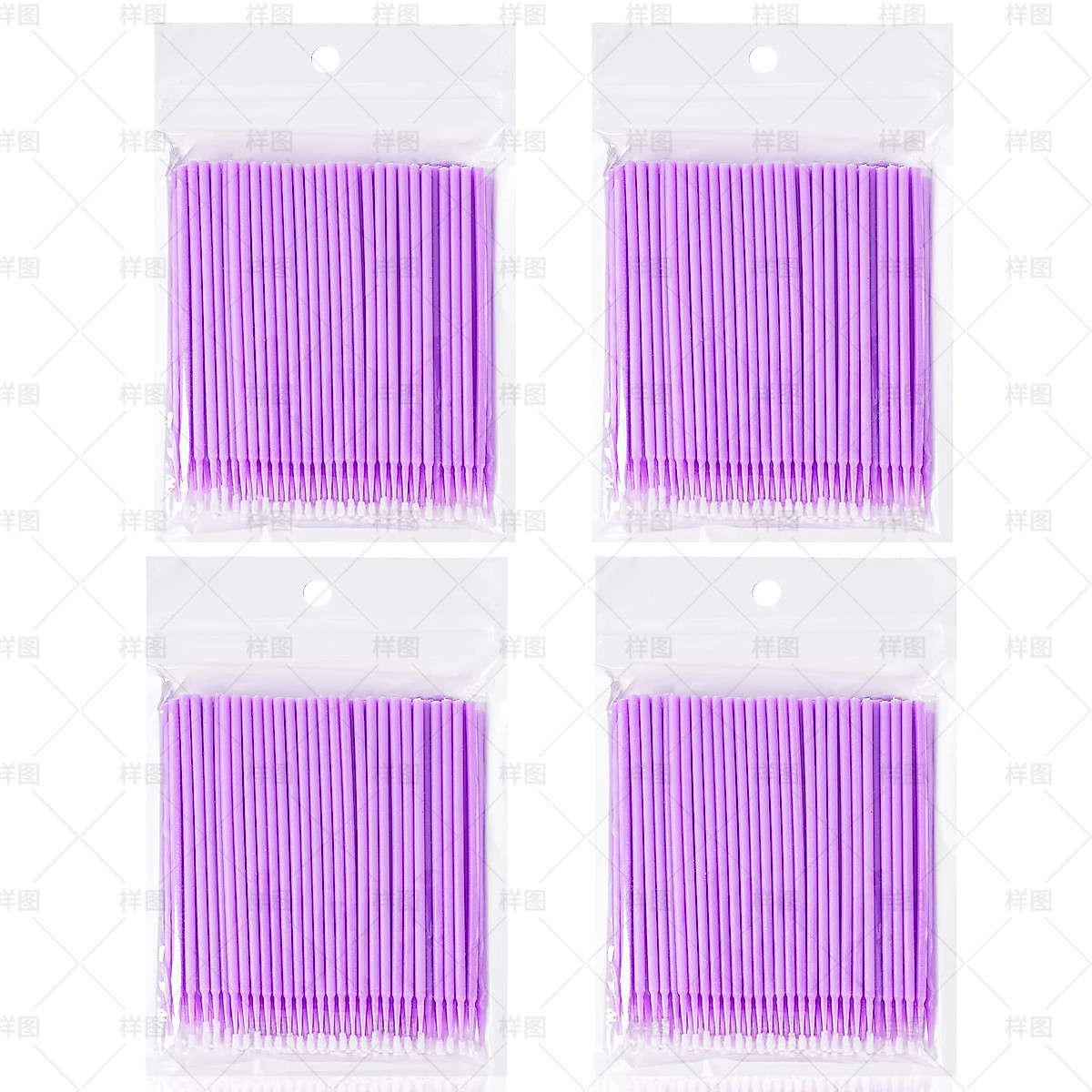 400 PCS Disposable Micro Applicator Brush for Makeup Beauty Brush, Bendable Ultrafine Mascara wands for Eyelash brush、Eyebrow brush、Make up brushes、Eyelash comb (Purple 1.5mm)