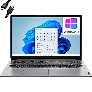 Lenovo Newest IdeaPad 1 15 15.6" Laptop Computer, AMD Athlon Silver 3050U Processor, 12GB DDR4 RAM, 128GB eMMC + 512GB SSD, WiFi 6, Bluetooth 5.0, Type-C, Cloud Grey, Windows 11 S, iPuzzl HDMI Cable