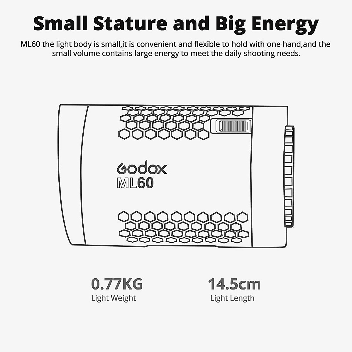 Godox ML60 60W Power in Your Hands LED Video Light,with AD-S60S Softbox,Built-in FX Effects,Silent Mode,Portable Brightness Adjustment Support Li-ion Outdoor LED Light