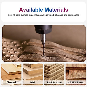 SpeTool 1/16 inch Cuting Diameter Spiral UP Cut Router Bit with 1/4 inch Shank 2 Flute Plunge CNC End Mill